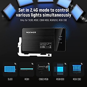 NEEWER RGB Video Light, SL90 12W 4300mAh Battery 360° Full Color 18 Light Scenes, 2500~10000K CRI97+ On Camera Light Panel Aluminum Alloy Body, App & 2.4G Control for YouTube/TikTok/Vlog/Photography