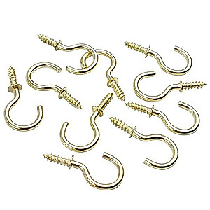 Aylifu Ceiling Screw Hooks, 100 Pieces 3/4 Inch Cup Hooks Screw-in Hooks for Hanging Plants Mug Cup, Gold