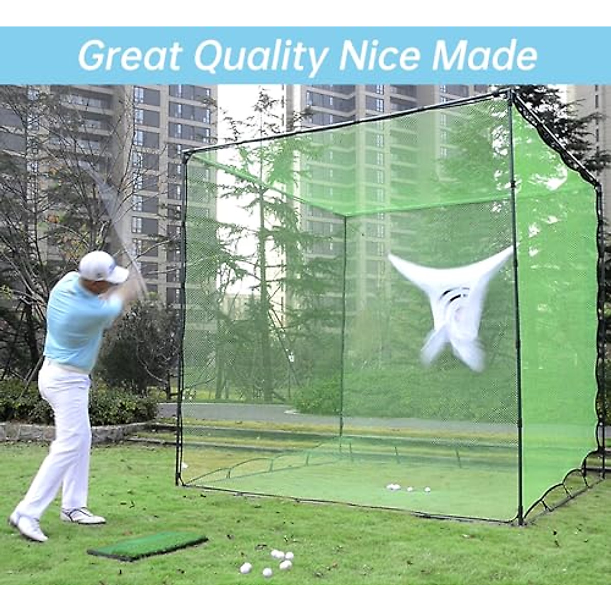 Golf Practice Hitting Nets for Backyard Driving Indoor Use Heavy Duty Practice Golf Driving Nets for Backyard Premium Portable Golf Impact Nets Cages with Frame and Net for Men