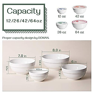 DOWAN Bundle Porcelain Serving Bowls, 64/42/22/12 Ounce