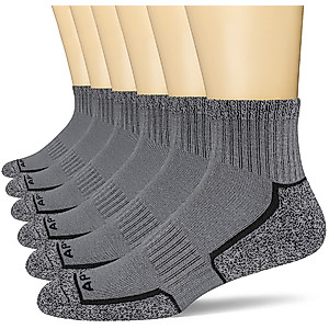 APTYID Men's Moisture Wicking Athletic Ankle Socks, Size 9-12, Carbon Grey, 6 Pairs