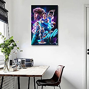 LaMelo Ball Poster Canvas Wall Art Basketball Posters Living Room Bedroom Office Wall Decor (16x24inch-No Frame,A)