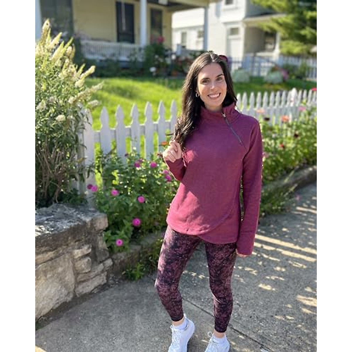 RBX Active Women's Quarter Zip Mock Neck Long Sleeve Fleece Pullover Sweatshirt With Pockets Blue F21 M