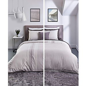 Lacoste Anglet Cotton Reversible Duvet Cover & Sham Set, 104" W x 96" L King, Ivory/White