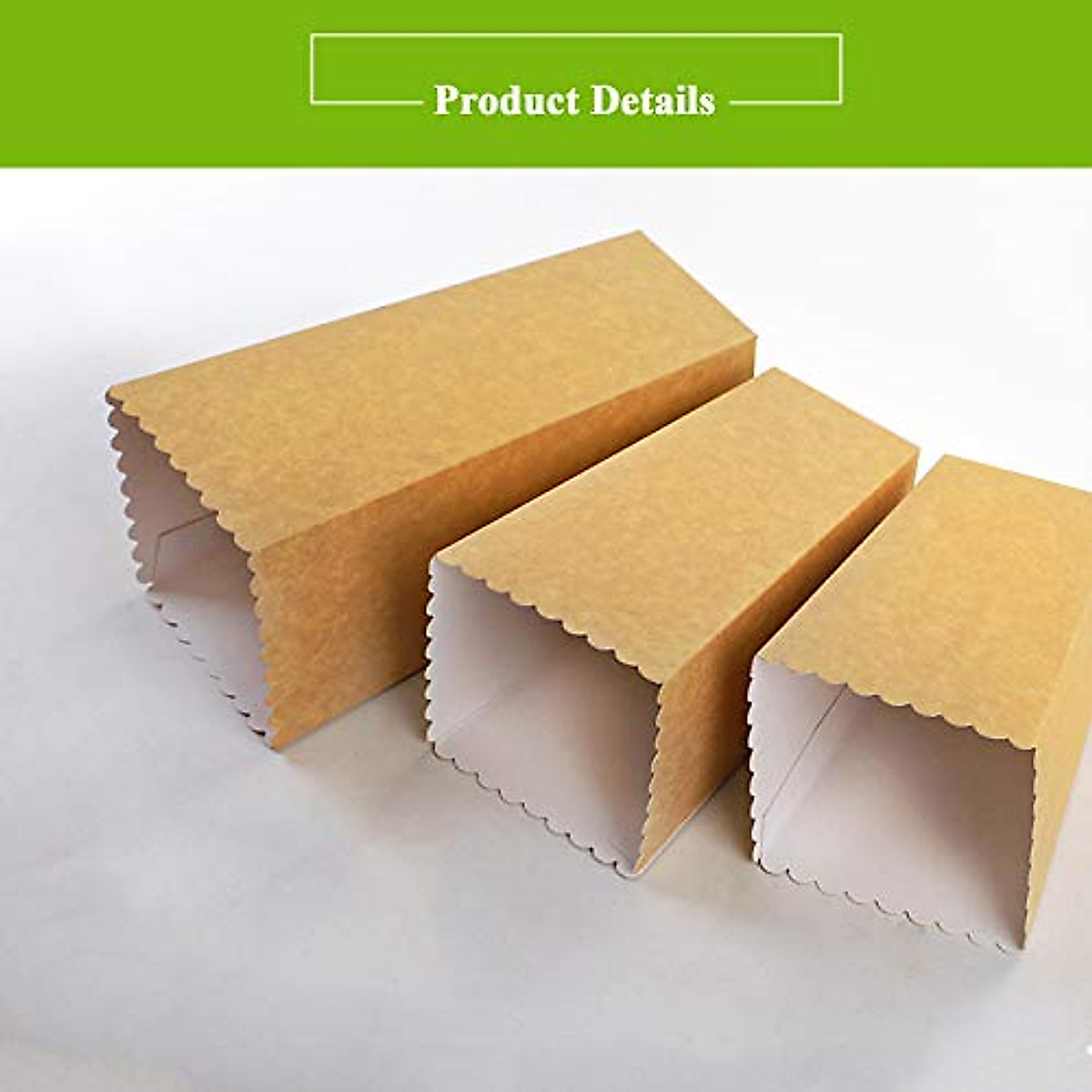 Disposable Popcorn Bags, 36 Pack Kraft Paper Popcorn Boxes, Foldable Paper Boxes for Chips, Cookies, Nuts, Snacks by FUNZON (Brown)