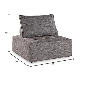 Signature Design by Ashley Bree Zee Contemporary UV Resistant Tufted Armless Outdoor Lounge Chair with Cushion and PVC Cover, Gray