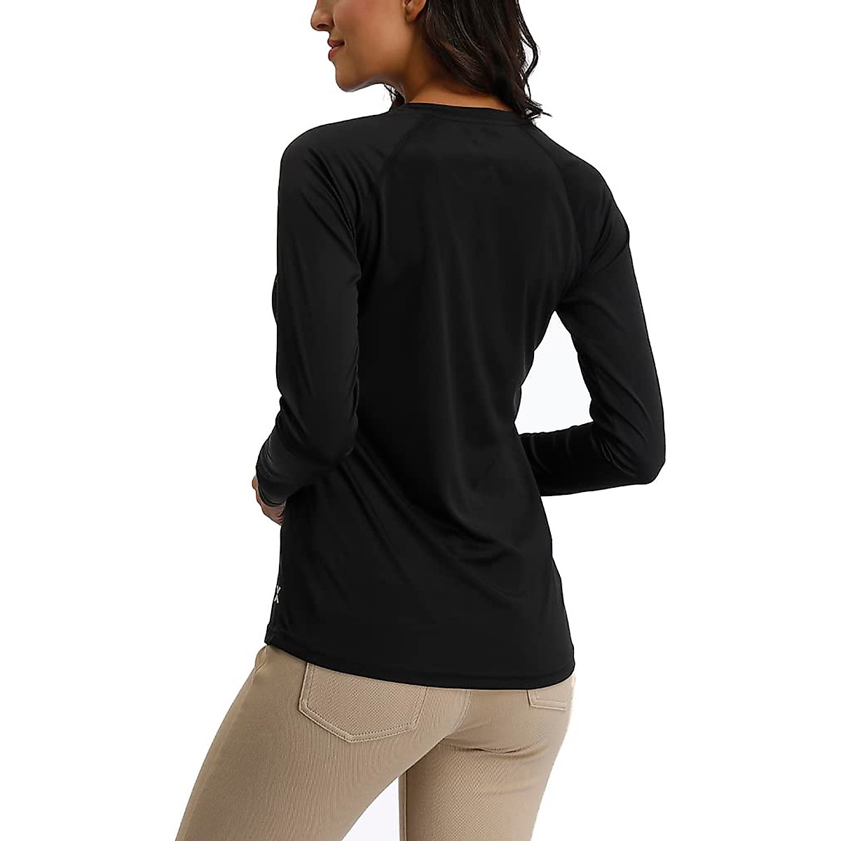 Women's UPF 50+ Sun Protection Long Sleeve Performance Active Top Shirts Fitness Workout Running Sports Leisure T-Shirt (3XL, Black)