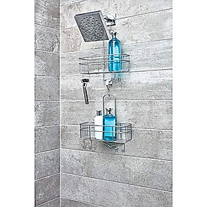 iDesign Euro Metal Hanging Shower Caddy with Swivel Hook and Bathroom Organizer for Shower Organization – 11" x 4.5" x 14.86", Silver