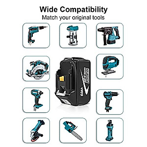 Amityke 6.0Ah Battery Replacement for Makita 18V Battery with One Charger (Including a Tool Bag)