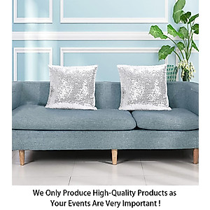 ShinyBeauty Throw Pillow Cases 2 Pack 12X12-Silver Sequin Pillow Cover Sofa Pillow Cases Sparkly Pillow Covers Designer Pillow Sequined Pillow Cover Decorative Pillows for Bed
