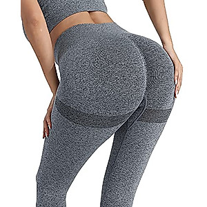 CHRLEISURE Butt Lifting Workout Leggings for Women, Scrunch Butt Gym Seamless Booty Tight (Dark Gray, M)