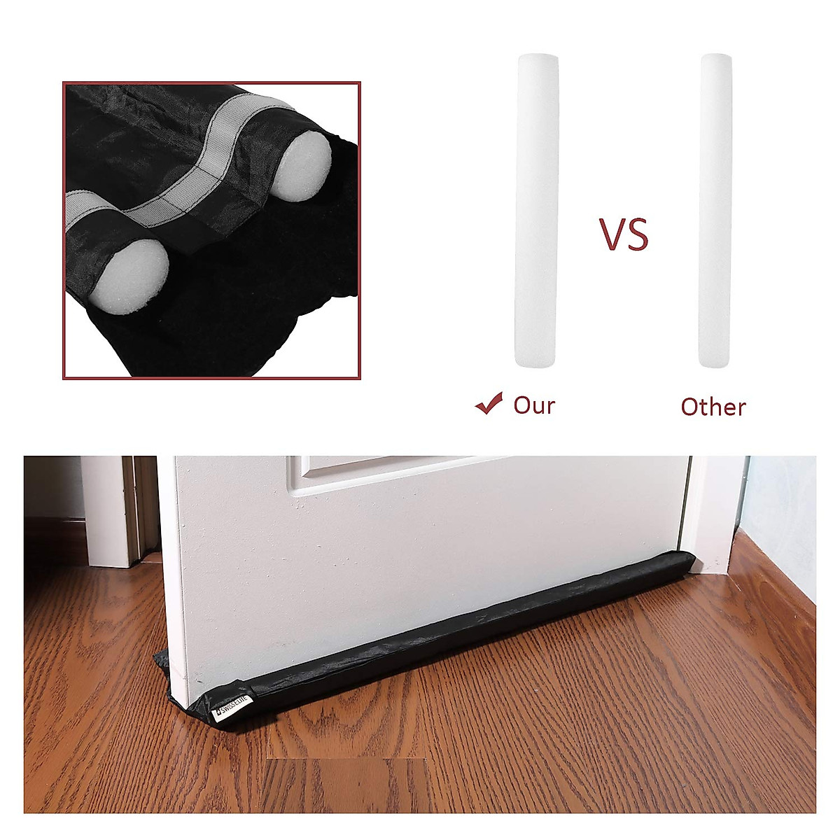 SWISSELITE 36 Inch Door Draft Blocker,Under Door Draft Stopper for Bottom of Doors,Sound Proof Reduce Noise Stopper