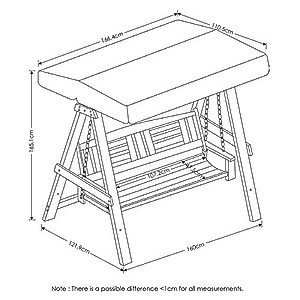 Furinno Tioman Hardwood Patio / Garden / Outdoor Porch Swing, Swing D, Natural