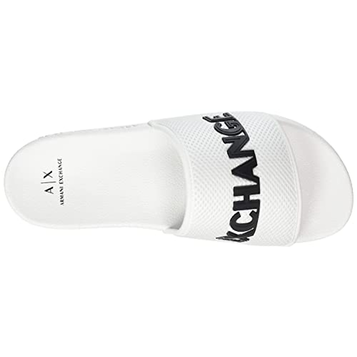 A|X ARMANI EXCHANGE Men's Slip On Sandal Slide, White+Off White, 11