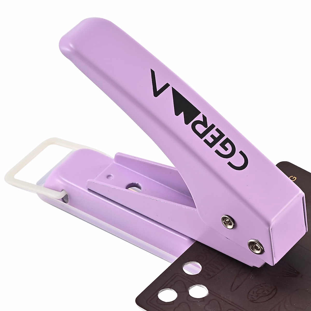 Single Hole Puncher,1/4" Hole Punch,50% Labor Savings, Heavy Duty Hole Puncher, Paper Punch, 15 Sheet Capacity, Metal Hole Puncher for ID Card, Chipboard, Art Project,Purple