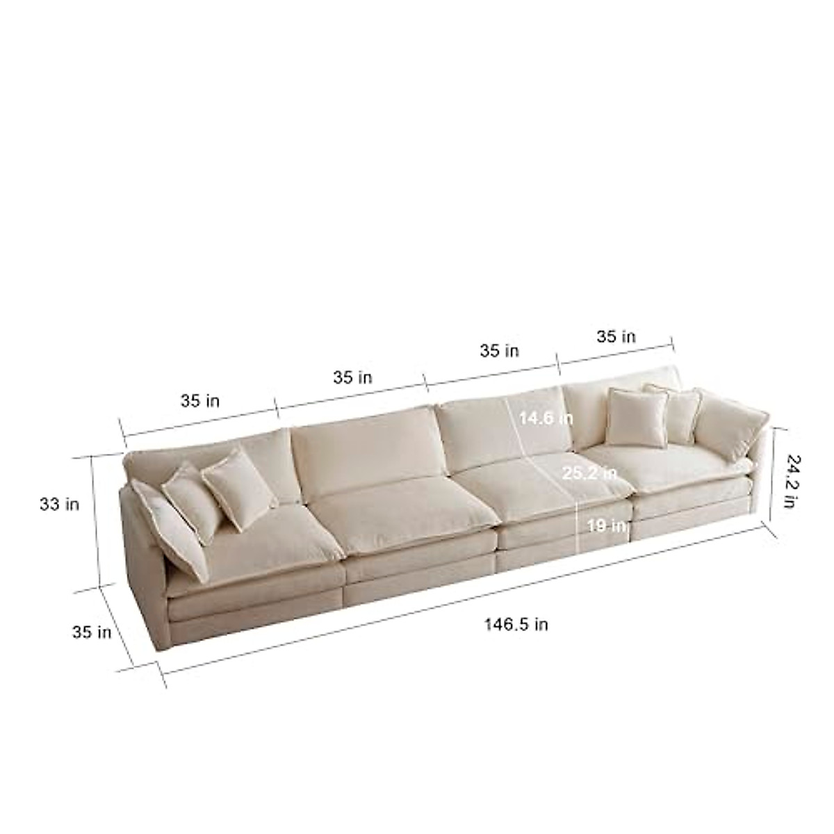 Oversized Modular Sectional Sofa Set,Extra Large U Shaped Convertible Couch with Reversible Chaise and Movable Ottoman,Free Combination Symmetrical Sofa&Couches Bed for Living Room Office
