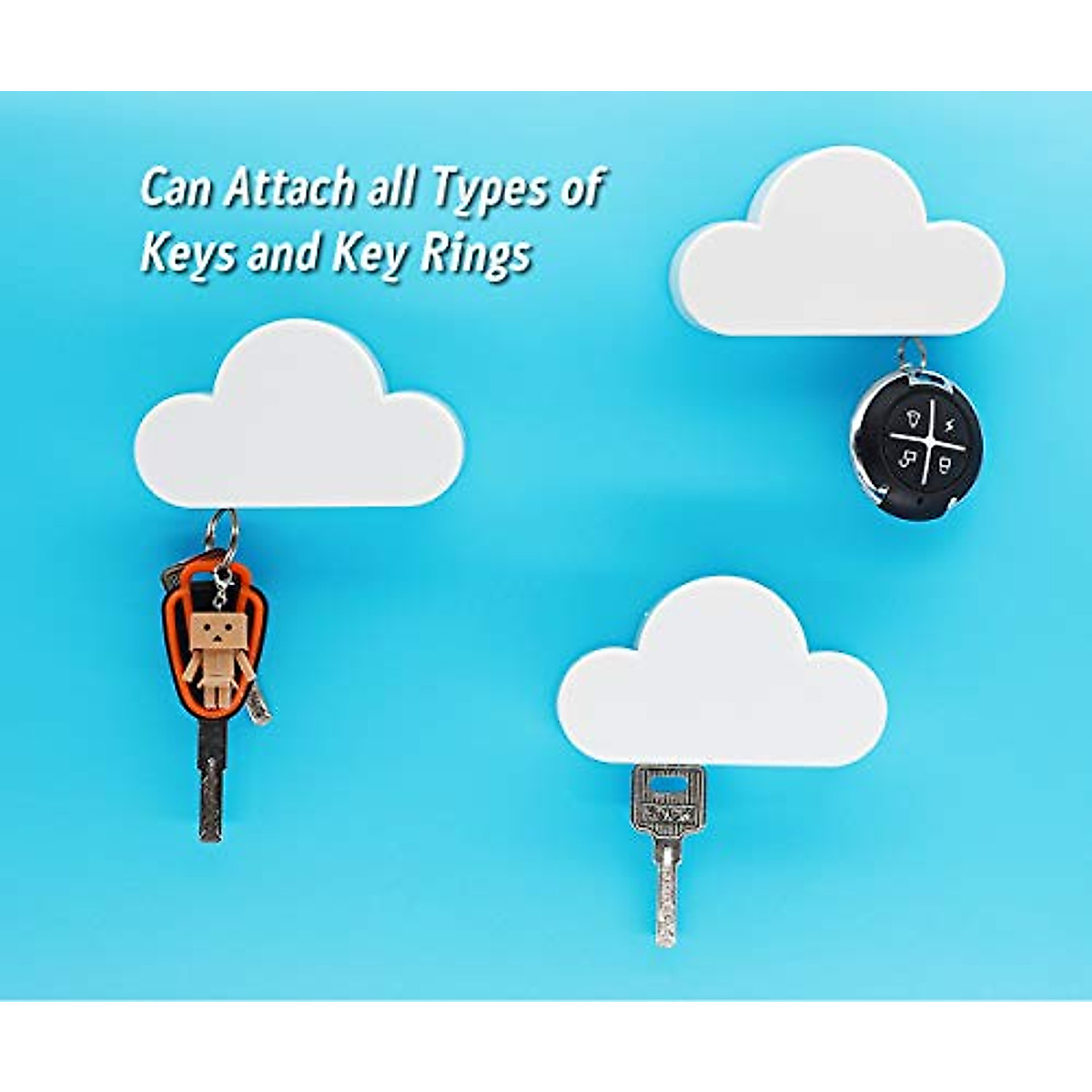 White Cloud Magnetic Key Holder for Wall, Creative and Unique Ornament, Strong Magnetic Force Can Hang Multiple Keys and Keychain, Easy to Install and Convenient to Use. (White)