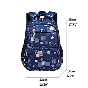 ETAISHOW Geometric Print Backpack for Girls Kids Bookbag for Elementary Middle School