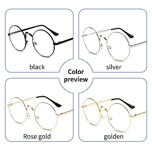 Dollger Retro Round Glasses Harry glasses Circle Clear Lens Non-Prescription Glasses for Men Women Fashion Metal wire Frame Black