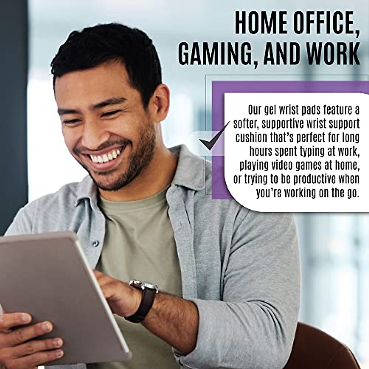 EXPOPROX.Wearable Gel Wrist Rest Pads.Mouse and Keyboard Wrist Support Adjustable Wrist Brace.