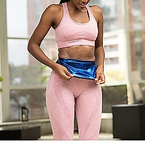 baxobaso Sweat Waist Trimmer Trainer Belt Wrap Belly Sweat Band Sauna Slimming Belt for Women Lower Belly Fat Plus Size Deep Blue