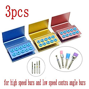 3Pcs 10 Holes Dental Burs Holder Block Case for CA/RA＆FG Dental Autoclavable Burs Holder
