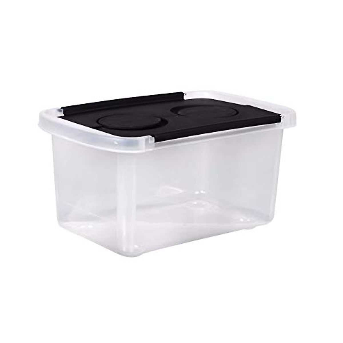 School Storage Box with Hinged Interlocking Lid - 3 Quart -10 x 6.5 x 5.5 Inches (Black)