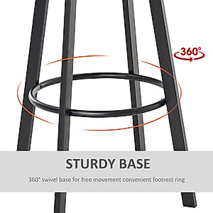 HOMCOM 3 Piece Industrial Adjustable Bar Table Set, Bar Height Bistro Table and Swivel Pub Stools for Small Space