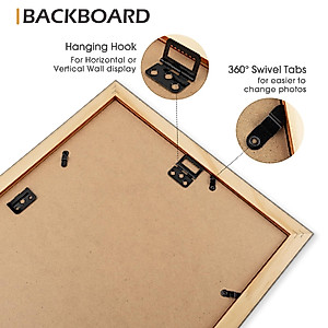 Golden State Art, 11x14 Picture Frame Brown - Solid Wood with Tempered Glass - Display Pictures 8x10 with Mat or 11x14 without Mat - Wall Hanging Photo Frame, 1 Pack