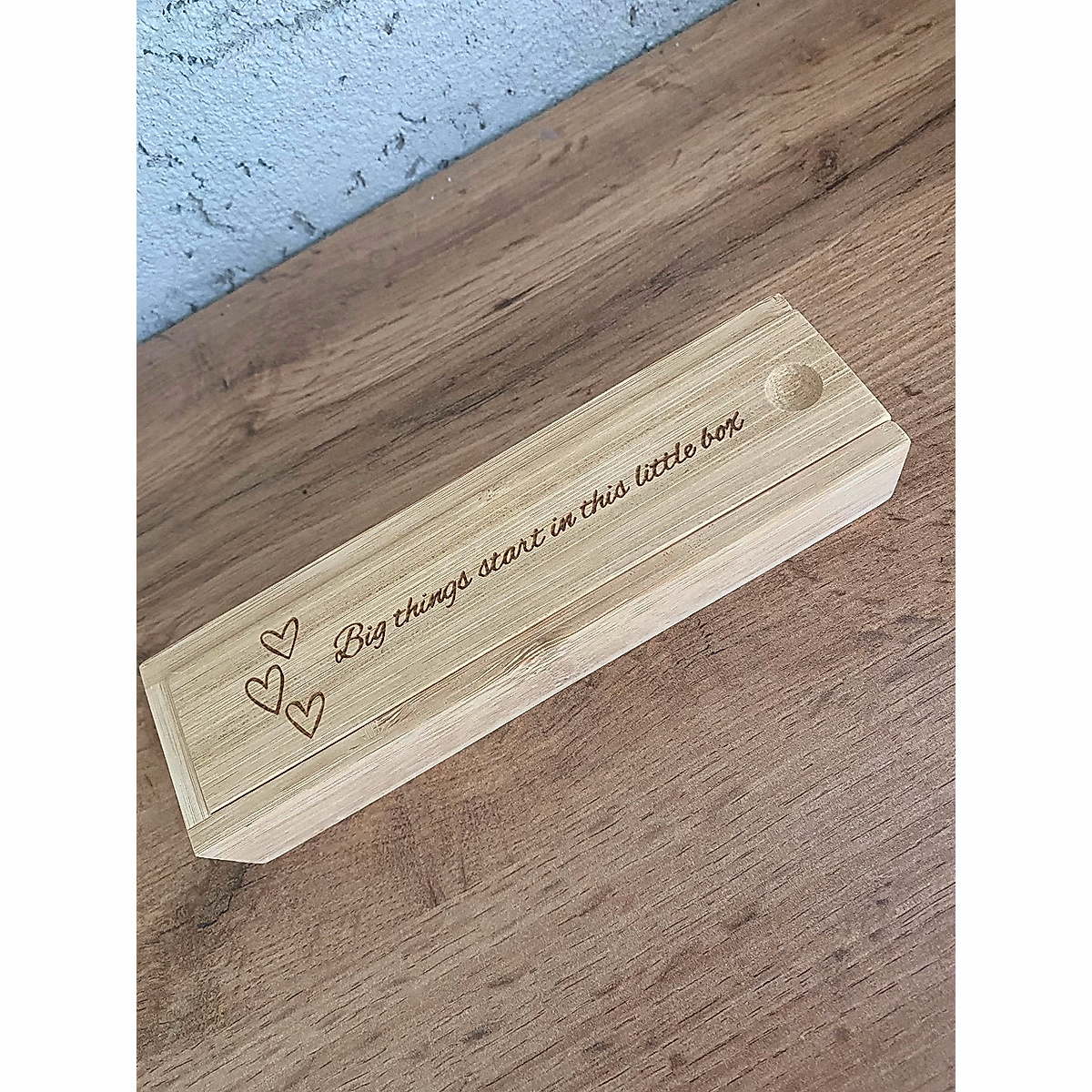 Pregnancy Test Keepsake Box for Baby Announcement to Partner Wooden Baby Keepsake Box