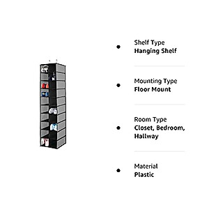 mDesign Soft Fabric Closet Organizer - Holds Shoes, Handbags, Clutches, Accessories - Large, 20 Shelf Over Rod Hanging Storage Unit - Charcoal Gray/Black