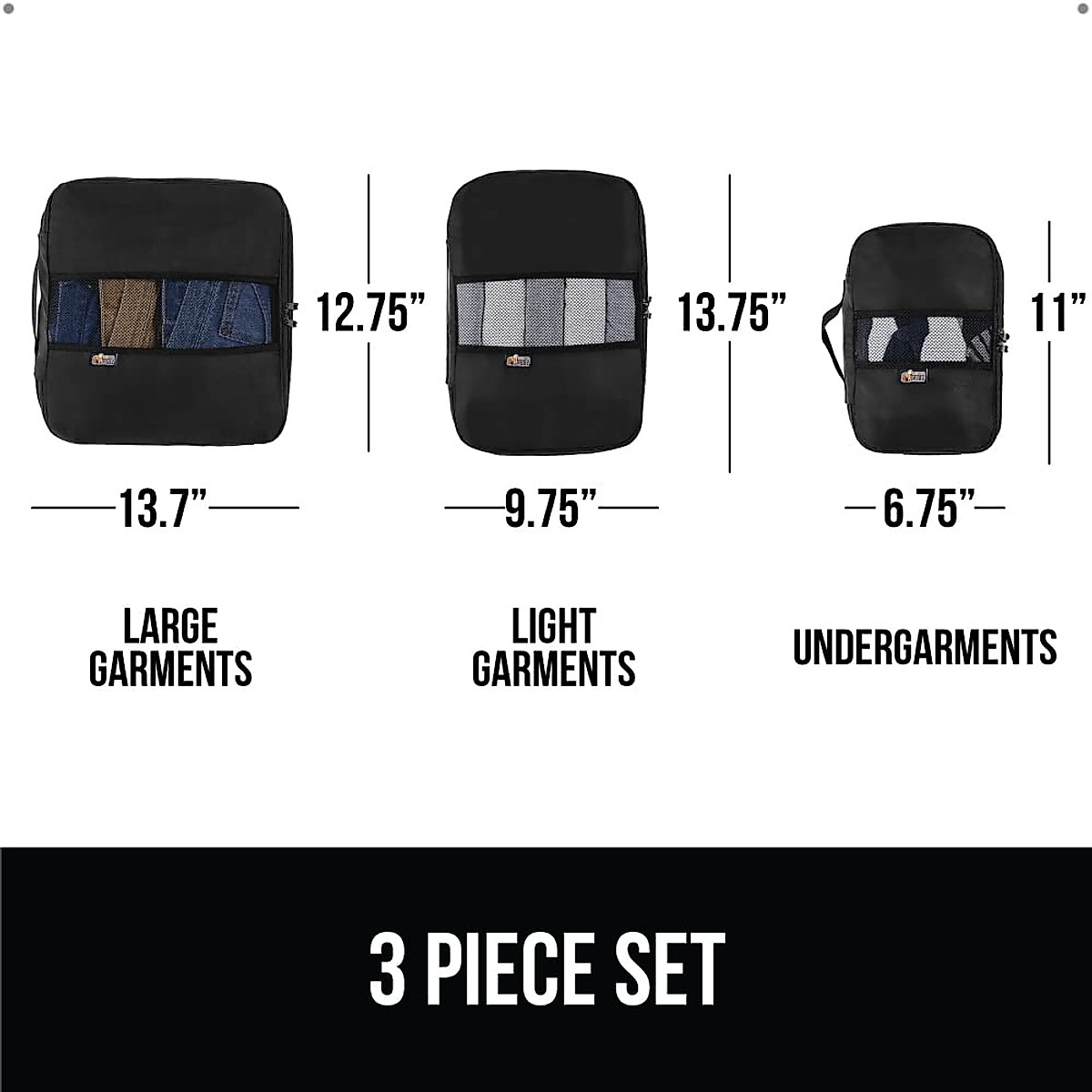 GORILLA GRIP Packing Cubes, Travel Essentials for Suitcase, Mesh Organizer Bags for Clothes Toiletries Shoes and Laundry, Luggage and Carry On Airplane Accessories, Traveling Must Haves, 3 Set Black