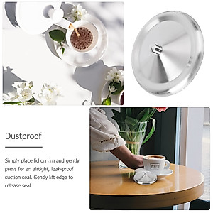 DOITOOL Tea Mug Lid 2Pcs Stainless Steel Coffee Mug Cover Water Beverage Drinking Cup Lid Cover Anti Tea Cup Cap 10cm (Silver) Universal Cup Lid