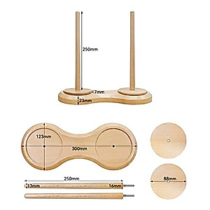 Wooden Yarn Holder Dispenser for Crocheting, Yarn Ball Holder for Knitting, Yarn Spindle Dispenser with Crochet Accessories (Double Balls)
