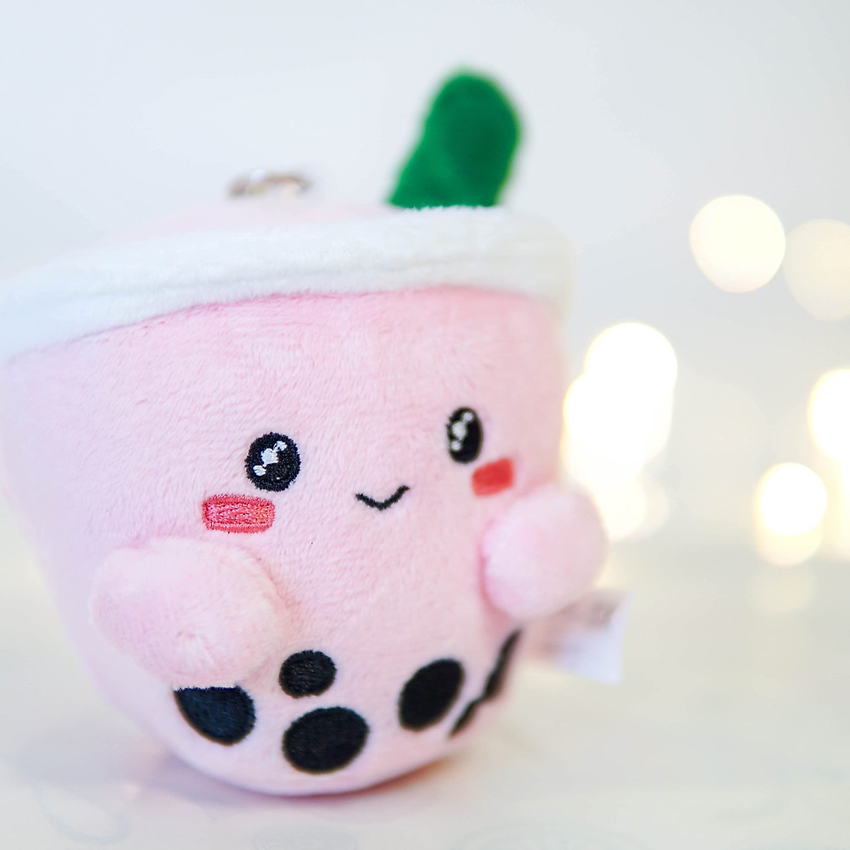 ABC Boba Tea Plush Pink Berry Cute Stuffed Animal Toy for Wallet, Backpack or Purse 5"