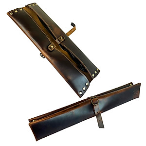 RUSTIC TOWN Leather Knife Roll - Chef Knife Case for Professional & Home Use - Secure & Stylish Knives Organizer - Travel-Friendly, Gift for Men & Women