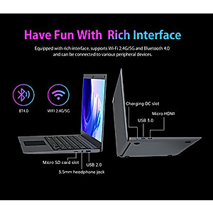 WAKST Laptop Windows 11, 13.3-inch Intel E3950 2.0 GHz Intel HD Graphics 500, 6GB RAM + 128GB SSD, Thin and Light Laptop, WPS Office, USB 3.0, Bluetooth, MHDMI, Grey