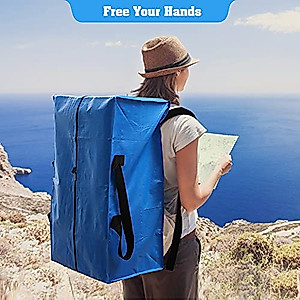 Heavy Duty Moving Bags, Extra Large Packing Bags with Strong Handles and Zippers, Compatible with Ikea Frakta Cart Storage Bags, for Camping, Christmas Decorations Storage Moving, Travelling, College Dorm. (Blue 8-Pack) (Blue, X-Large)