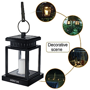 Patio Umbrella Lights - ANDEFINE Outdoor LED Solar Lanterns Waterproof Candle Lamps Decorated in Garden Porch Lawn (Yellow Light, Pack of 1)