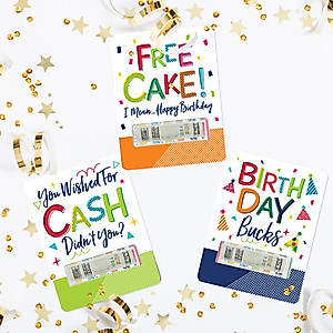 Big Dot of Happiness Cheerful Happy Birthday - DIY Assorted Colorful Birthday Party Cash Holder Gift - Funny Money Cards - Set of 6