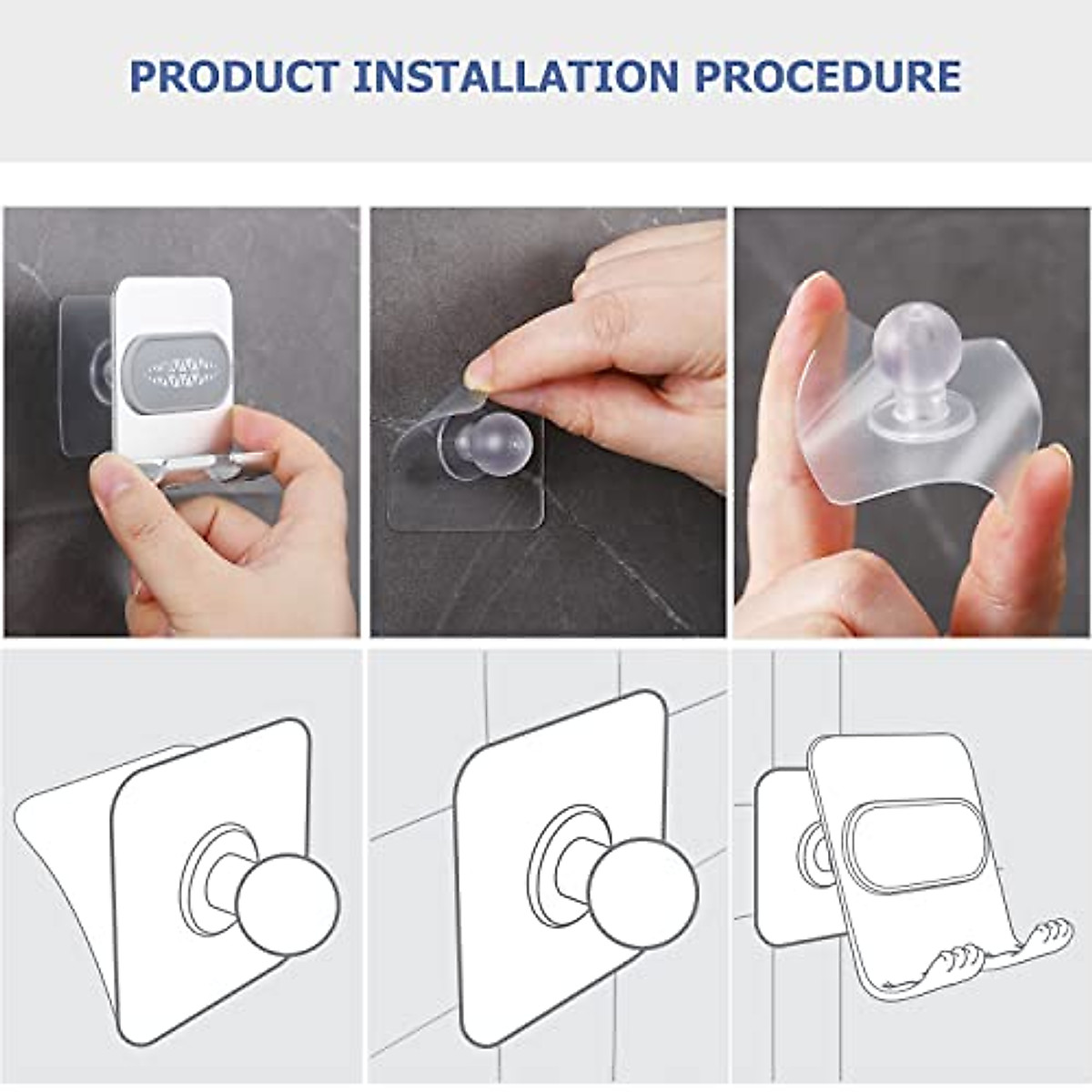 2 PCS Shower Phone Holder, Shower Phone Mount Phone Holder for Shower Wall Mount Phone Holder Phone Wall Mount Adjustable Cellphone Stand Cell Phone Stand with Adhesive Pads for Bathroom Kitchen