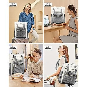 LOVEVOOK Laptop Backpack for Women, 17 Inch Work Laptop Bag Teacher Nurse Backpack, Wide Open Travel Backpack Purse Convertible Business Computer Tote Daypack with USB Port