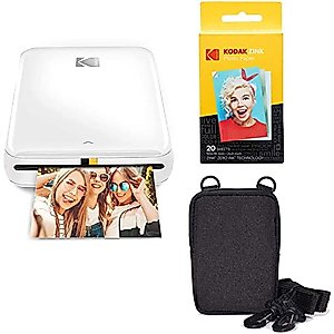 KODAK Step Wireless Mobile Photo Mini Color Printer (White) Go Bundle