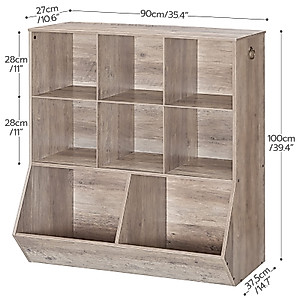 HOOBRO Kids Bookshelf, Toy Storage Cabinet, Kids Toy Organizer, 8 Cubicles, Bookcase Footboard, Bookshelf for Kids, for Playroom, Bedroom, Nursery, School, Rustic Brown FG35CW01G1