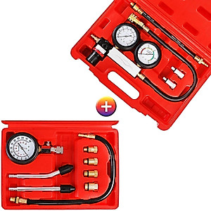 JIFETOR Cylinder Leak Down Tester Kit and Engine Compression Pressure Gauge Test Set