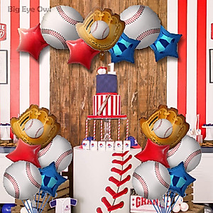 Baseball Birthday Party Foil Balloons Set Decorations Glove Round Baseball Theme Mylar Confetti Balloon Supplies Baby Shower