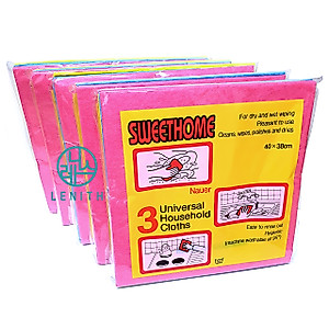 LENITH [15 Packs] German Universal Household Color Dish Cloths (3 Colors, 15ea) Machine Washable Super Absorbent, Drying Eco-Friendly Non-Woven Fabric Kitchen Cleaning Cloth