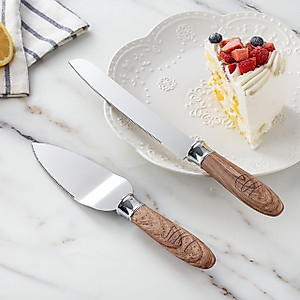 Rae Dunn Pie and Cake Cutting Set for Wedding - Cake Knife and Server Set with Thickened Stainless Steel and Rounded Edges, Cake Cutter and Pie Spatula for Birthday Anniversary Christmas Set of 2