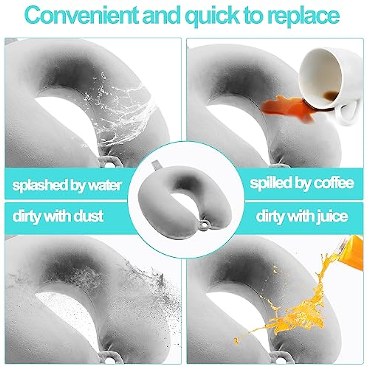 Neck Pillow Cover, Travel Neck Pillow Cover, Travel Neck Pillow Case Cover, Airplane Pillow Cover, U Shaped Neck Pillow Washable Cover (Only Pillow Covers, no Filler)