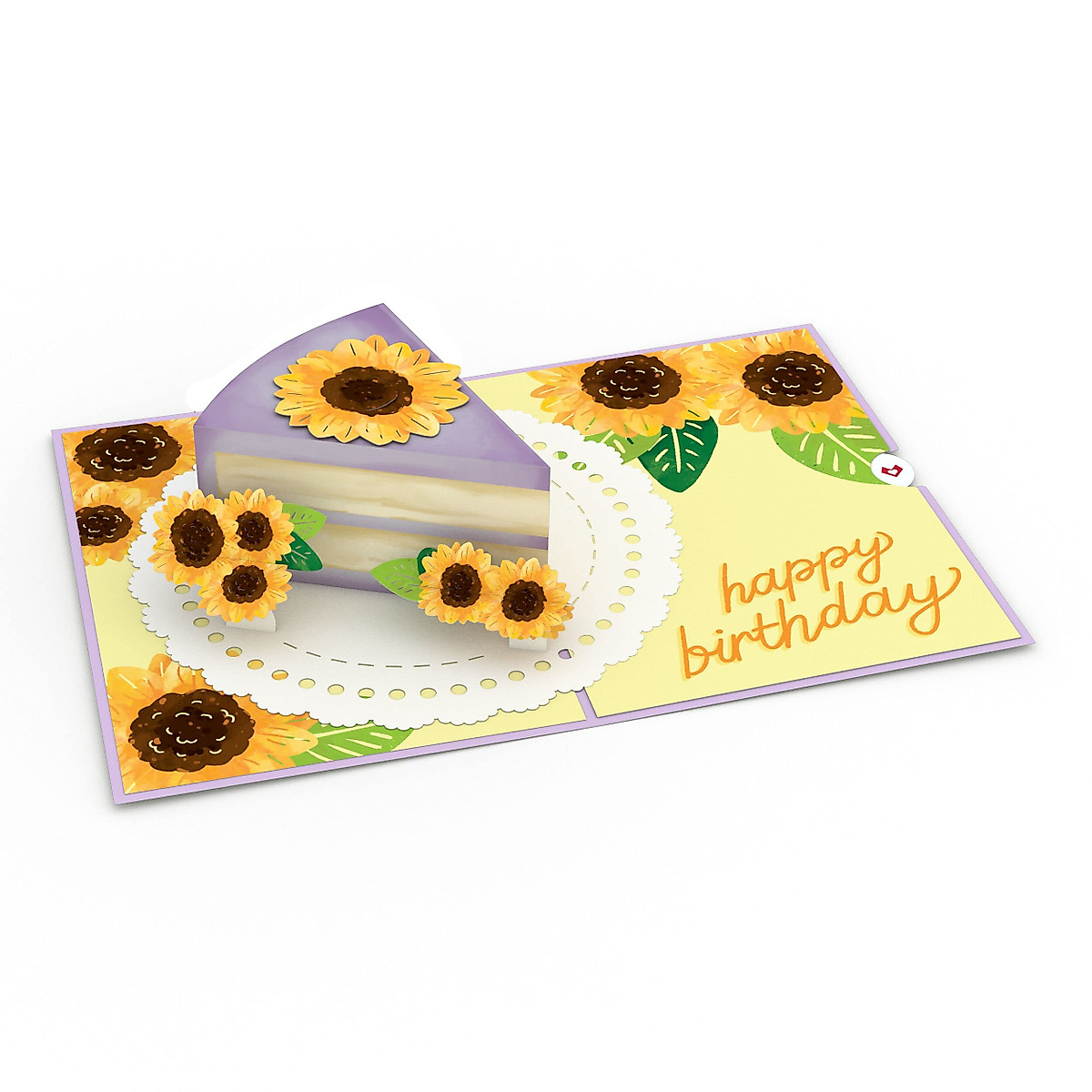 Lovepop Sunflower Birthday Cake Slice Pop Up Card – Sunflower Cards for Women – 3D Pop-Up Greeting Card, Birthday Card for Mom, 5 x 7”